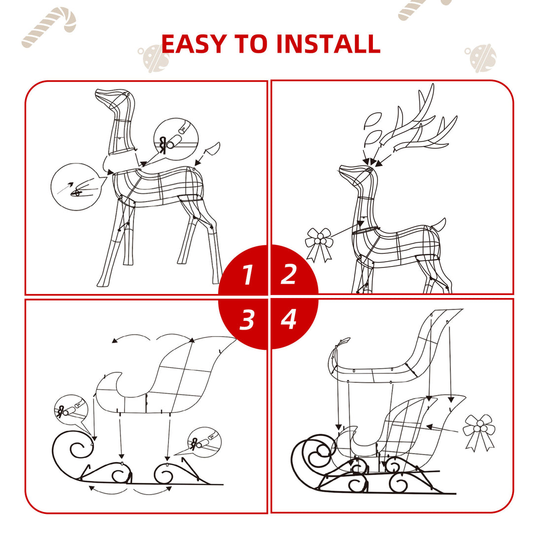 Lighted Rattan Reindeer and Sleigh Set | Outdoor Holiday Decor ...